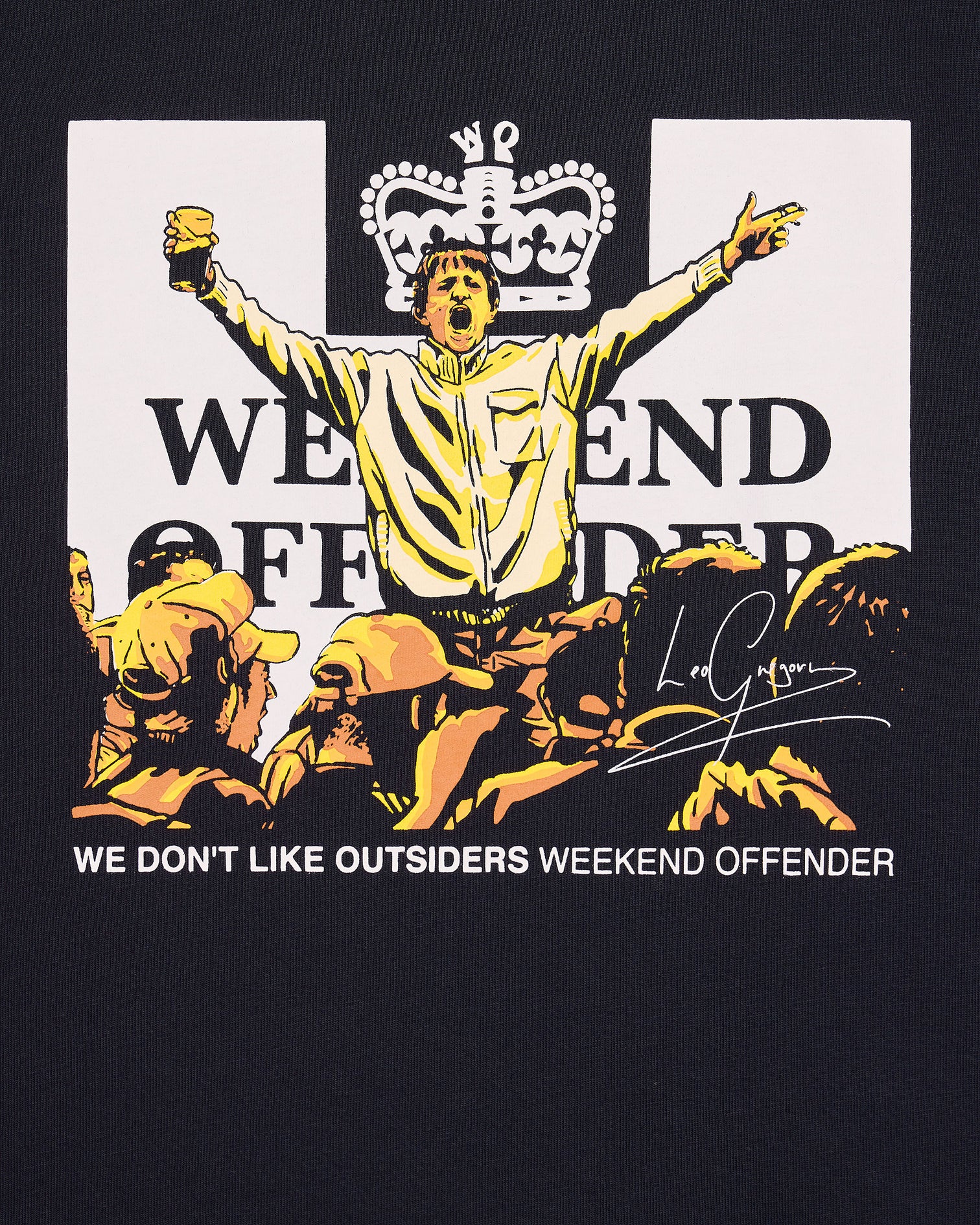Leo Gregory Graphic T-Shirt Navy – Weekend Offender